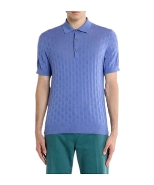 Etro Knit Cotton Polo Shirt With Micro Paisley Motif