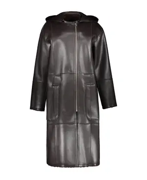 LOW CLASSIC Faux-leather Zip-up Coat
