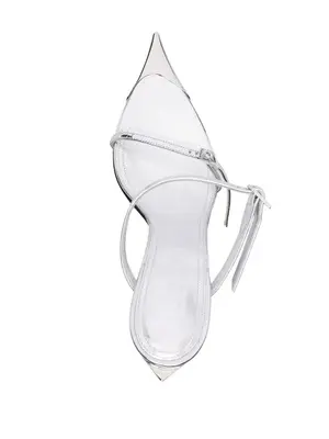 MUGLER Metallic Leather Pointed Toe Mules