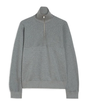 JIL SANDER Cotton Terry High-neck Sweatshirt - Gray