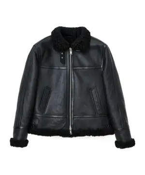 ALLSAINTS Leather Zip Jacket With Shearling Collar