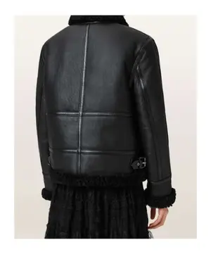 ALLSAINTS Leather Zip Jacket With Shearling Collar