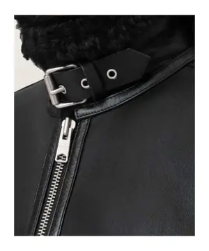 ALLSAINTS Leather Zip Jacket With Shearling Collar