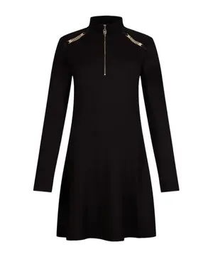 Liu Jo Half-zip Chain Detail Knit Dress - Black