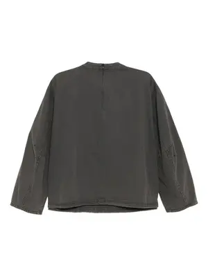 LOW CLASSIC Lace Up Washed Cotton Sweatshirt