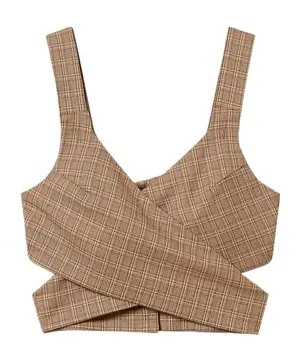 TWINSET Plaid Pattern Cropped Blouse