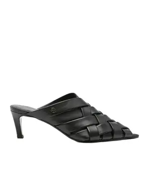 ANINE BING 55mm Eve Woven Leather Mules - Black