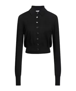 Sportmax Collared Cropped Knit Cardigan - Black