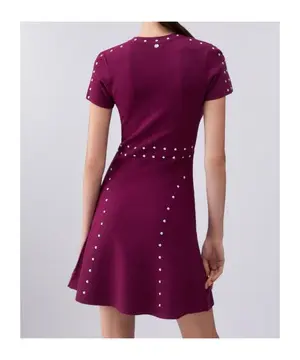Liu Jo Studded Knit Fit & Flare Dress - Purple