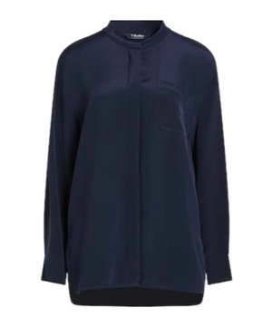 Max Mara Solid Color Stand Collar Shirt - Black