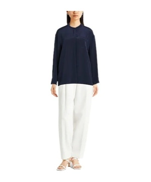 Max Mara Solid Color Stand Collar Shirt