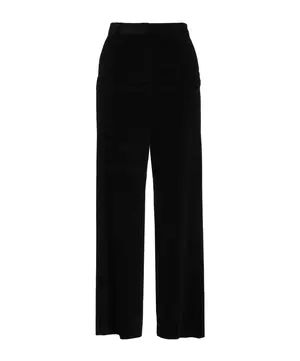 Max Mara Solid Color Wide-leg Trousers - Black