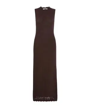 FRAME Sleeveless Knitted Maxi Dress With Scalloped Edge