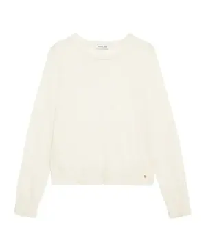 ANINE BING Cropped Knitwear With Round Neck And Long Sleeves - Ivory