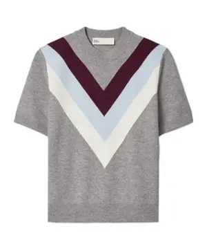 Tory Burch Chevron Wool Short Sleeve Top