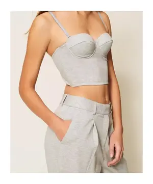 TWINSET Sleeveless Bustier Tank Top - White