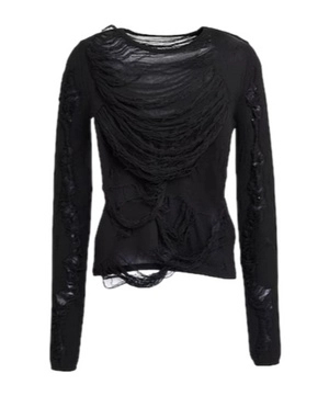 MAISON MARGIELA Solid Color Knit Top - Black