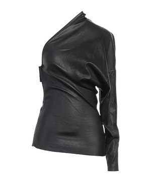 Rick Owens One-shoulder Leather Top - Black