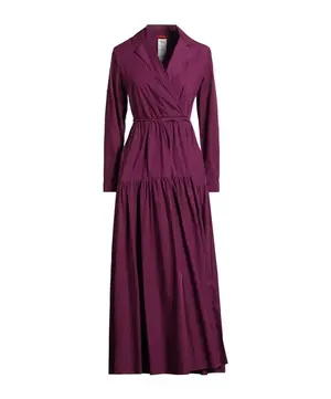 MAXCO. Max&co. Long Sleeve Collared Tiered Maxi Shirt Dress - Red