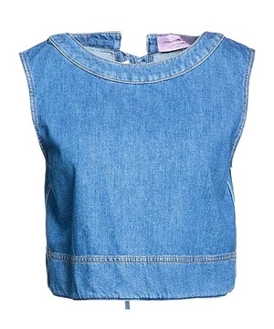 Max Mara Solid Color Denim Sleeveless Top - Blue