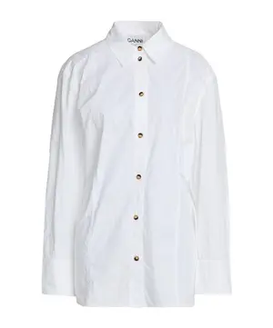GANNI Plain Poplin Long-sleeve Shirt With Classic Collar