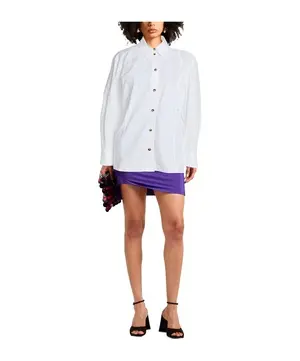 GANNI Plain Poplin Long-sleeve Shirt With Classic Collar