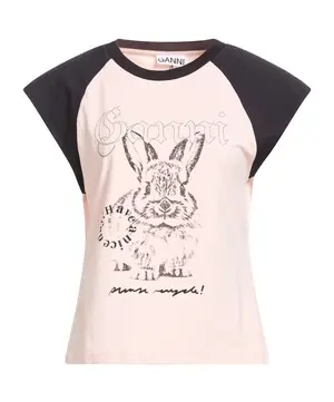 GANNI Color Block Printed T-shirt - Pink