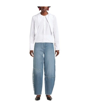 GANNI Loose-fit Boyfriend Jeans With Fringed Details