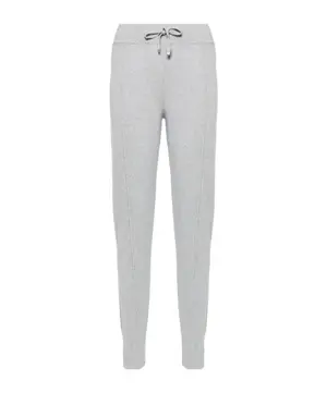 Eleventy Drawstring Knitted Trousers With Ribbed Edges - Gray