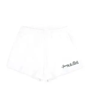 SPORTY  RICH Sporty & Rich Embroidered Logo Elasticated Shorts - White