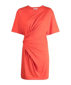 FRAME Short-sleeve Ruched Detail Minidress - Orange