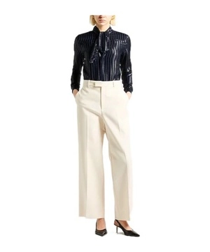 Saint Laurent Striped Metallic Long-sleeve Shirt With Bow Detail