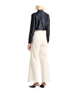 Saint Laurent Striped Metallic Long-sleeve Shirt With Bow Detail