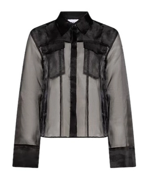 GANNI Solid Color Long Sleeve Shirt - Black