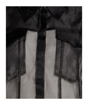 GANNI Solid Color Long Sleeve Shirt
