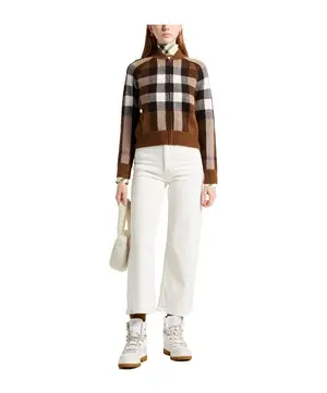 Burberry Checked Zip-up Cardigan