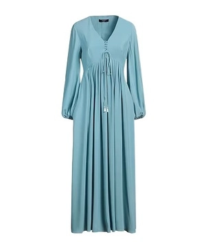 Max Mara Long Sleeve V-neck Maxi Dress - Turquoise