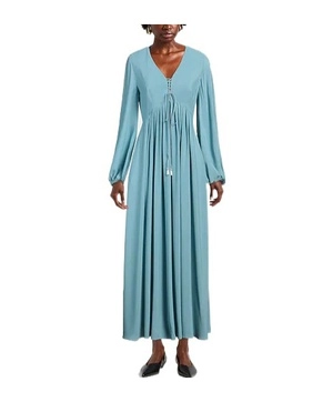 Max Mara Long Sleeve V-neck Maxi Dress