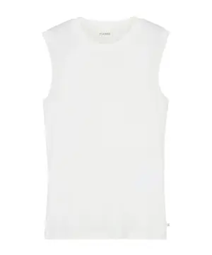 Closed Crew-neck Sleeveless Top - White