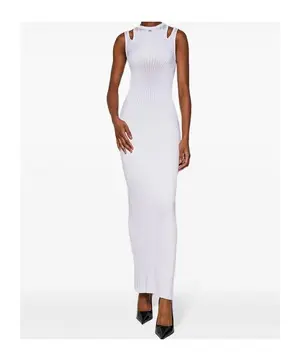 MUGLER Maxi Knitted Dress With Plaque Detail
