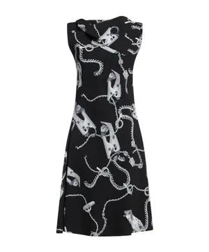 Burberry Sleeveless Draped Neckline Printed Cady Dress - Black