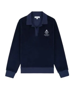 SPORTY  RICH Sporty & Rich Collared Embroidered Sweater - Black