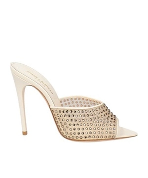 Saint Laurent High-heeled Embellished Sandals - White