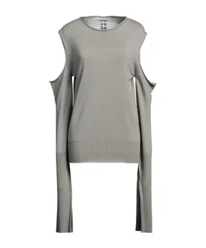 Rick Owens Crew-neck Knit Top With Cold-shoulder Design - Gray
