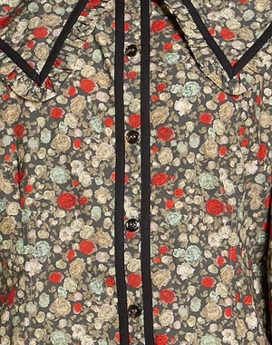 GANNI Floral Poplin Long Sleeve Shirt