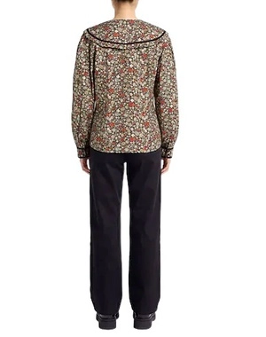 GANNI Floral Poplin Long Sleeve Shirt