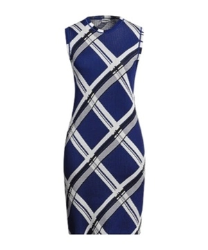 Burberry Checked Knitted Sleeveless Crewneck Dress - Blue