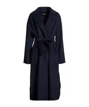 Max Mara Minimalist Wool Belted Coat - Blue