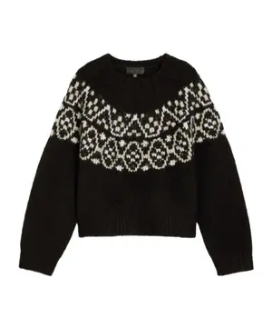 NILI LOTAN Fair Isle Patterned Long Sleeve Sweater