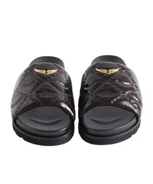 Zadig&Voltaire Quilted Logo Slides - Black